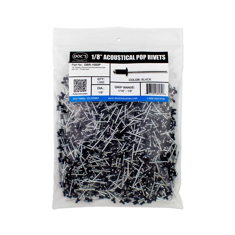 Doc’s 1/8” BLACK acoustical pop rivets – 1,000 pack | Doc’s Industries ...